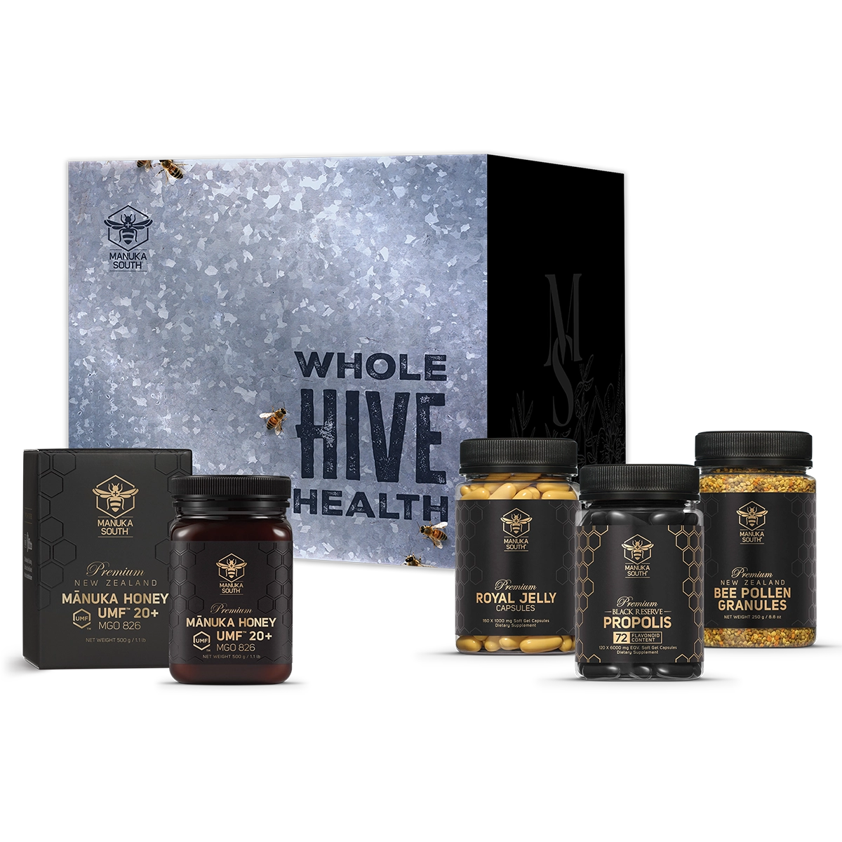 Bundle - Whole Hive Health (Manuka Honey, Royal Jelly, Propolis, and B ...